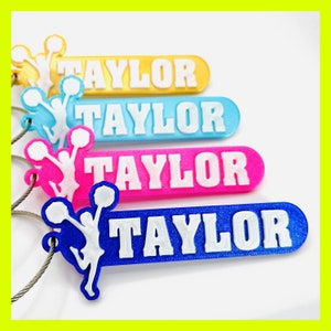 Personalized Cheer Name, Cheer Bag Tag, Custom Cheerleading Keyring ...