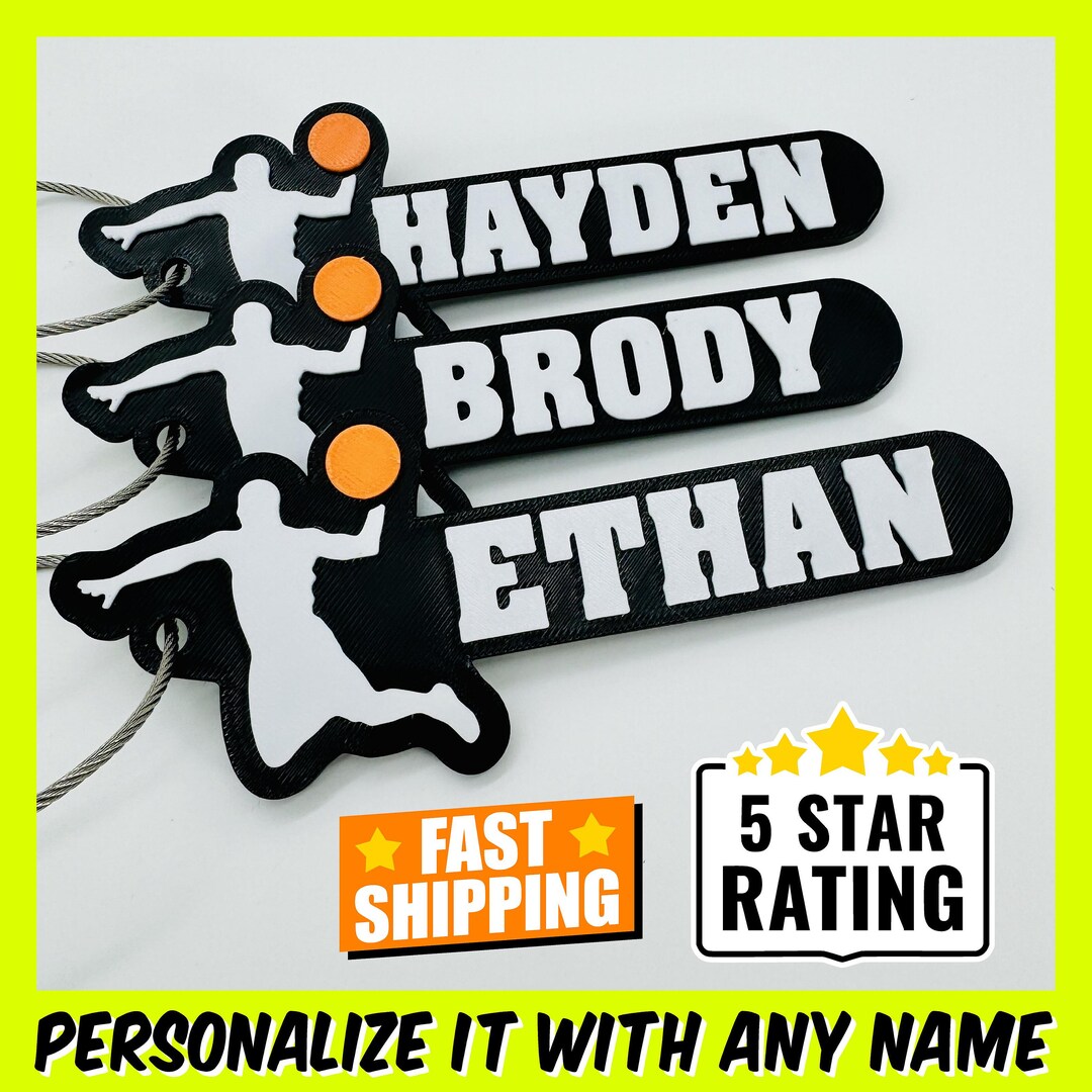Personalized Basketball Name Tag, Custom Basketball Keychain ...