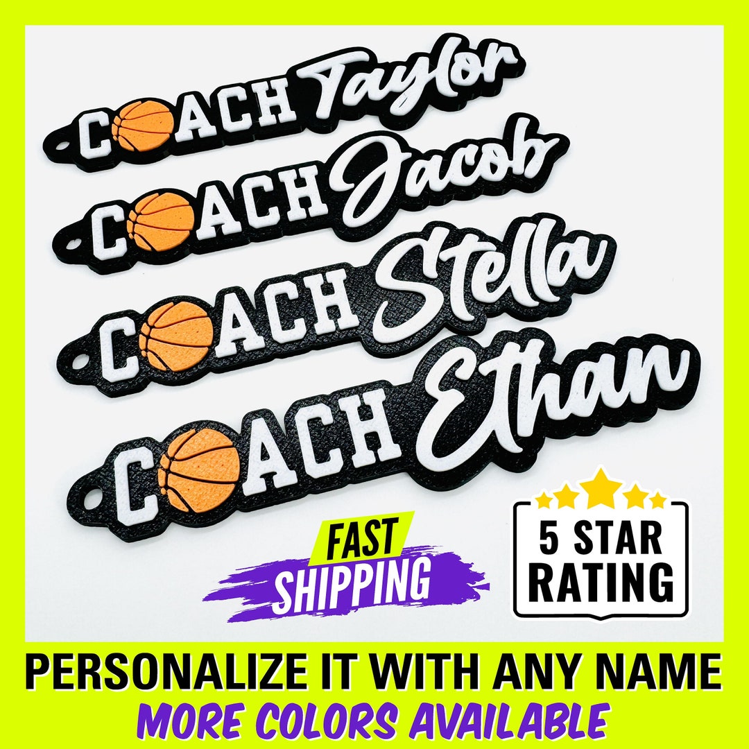 Personalized Basketball Coach Keychain, Custom Basketball Coach Bag Tag ...