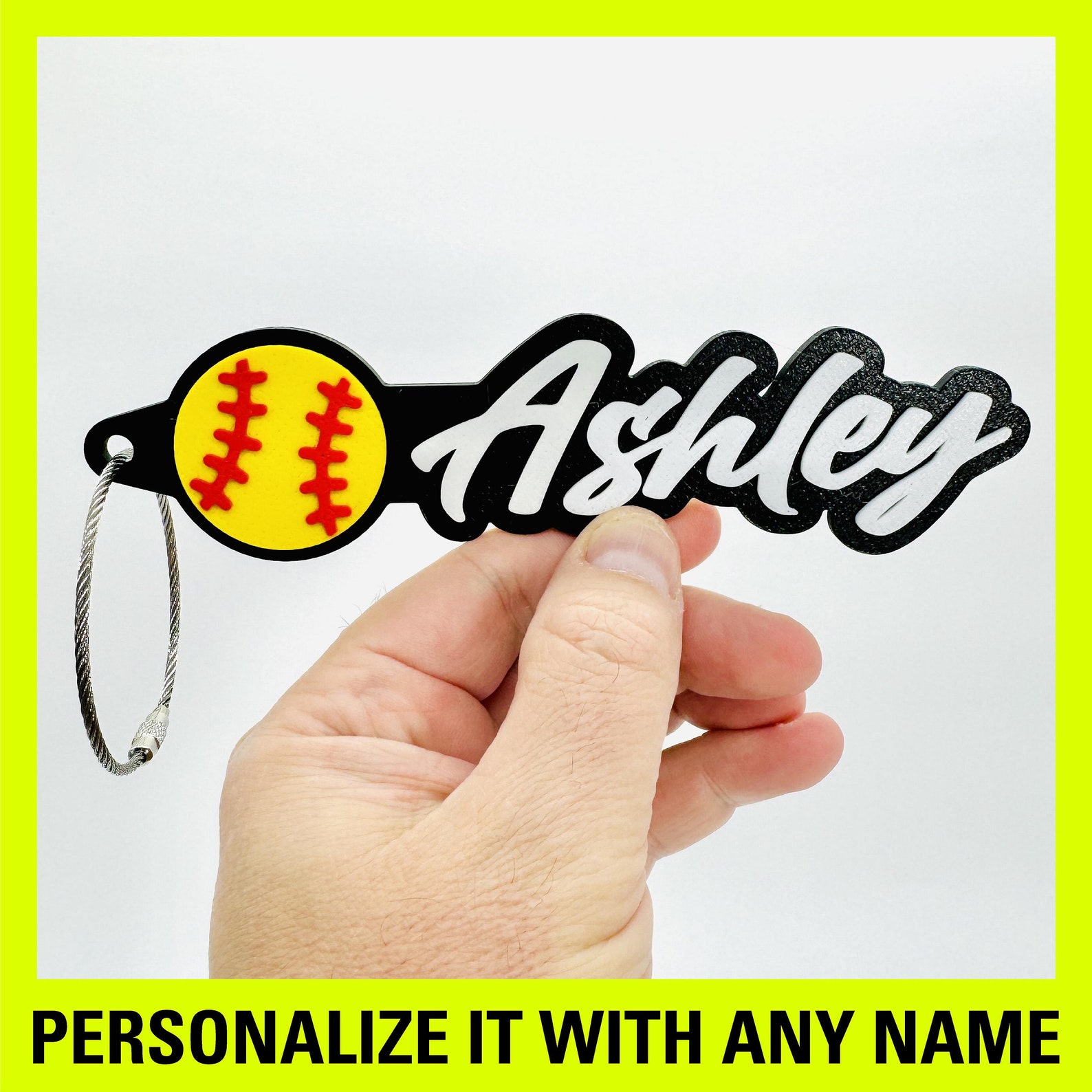 Softball Bag Tag, Personalized Softball Keychain, Custom Softball Name ...