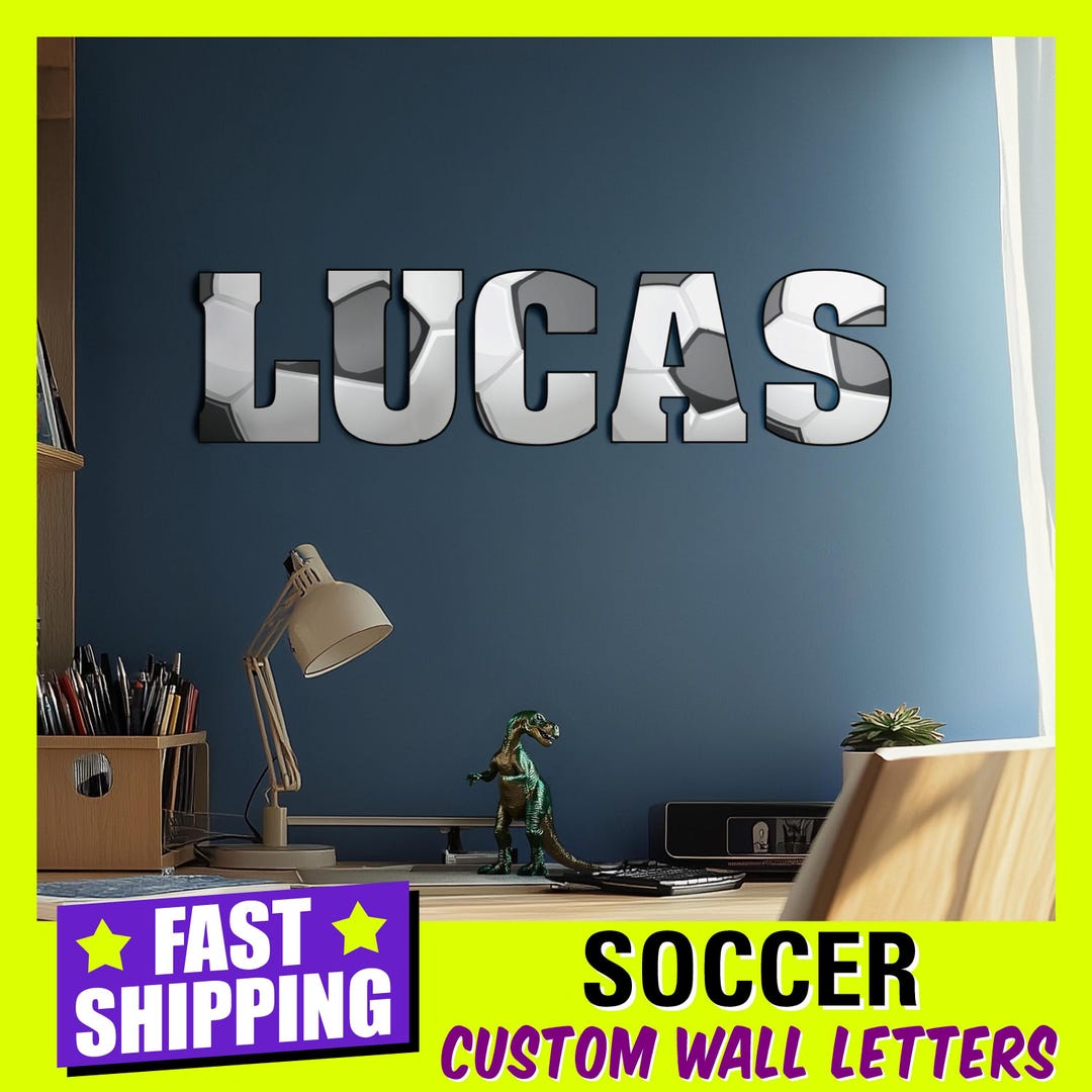 Soccer Personalized Wall Letters, Bedroom Soccer Theme Decor, Custom ...