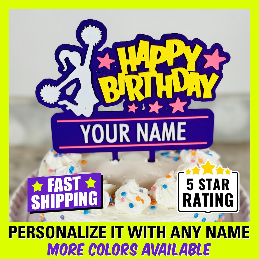 Personalized Cheer Cake Topper, Cheer Birthday Party Decor, Cheer Fan ...