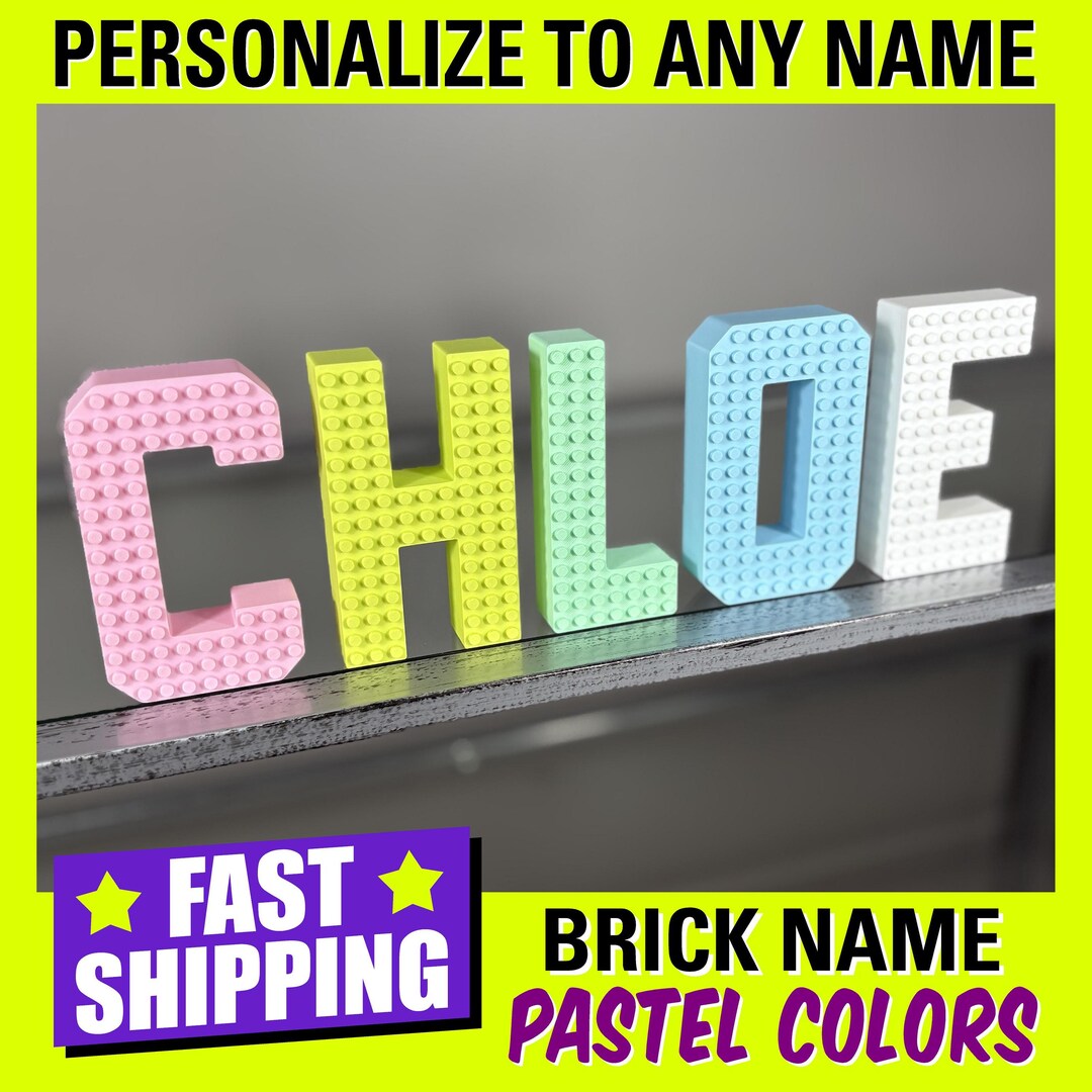 Personalized Brick Name, 3D Printed Brick Name, Customizable Colors ...