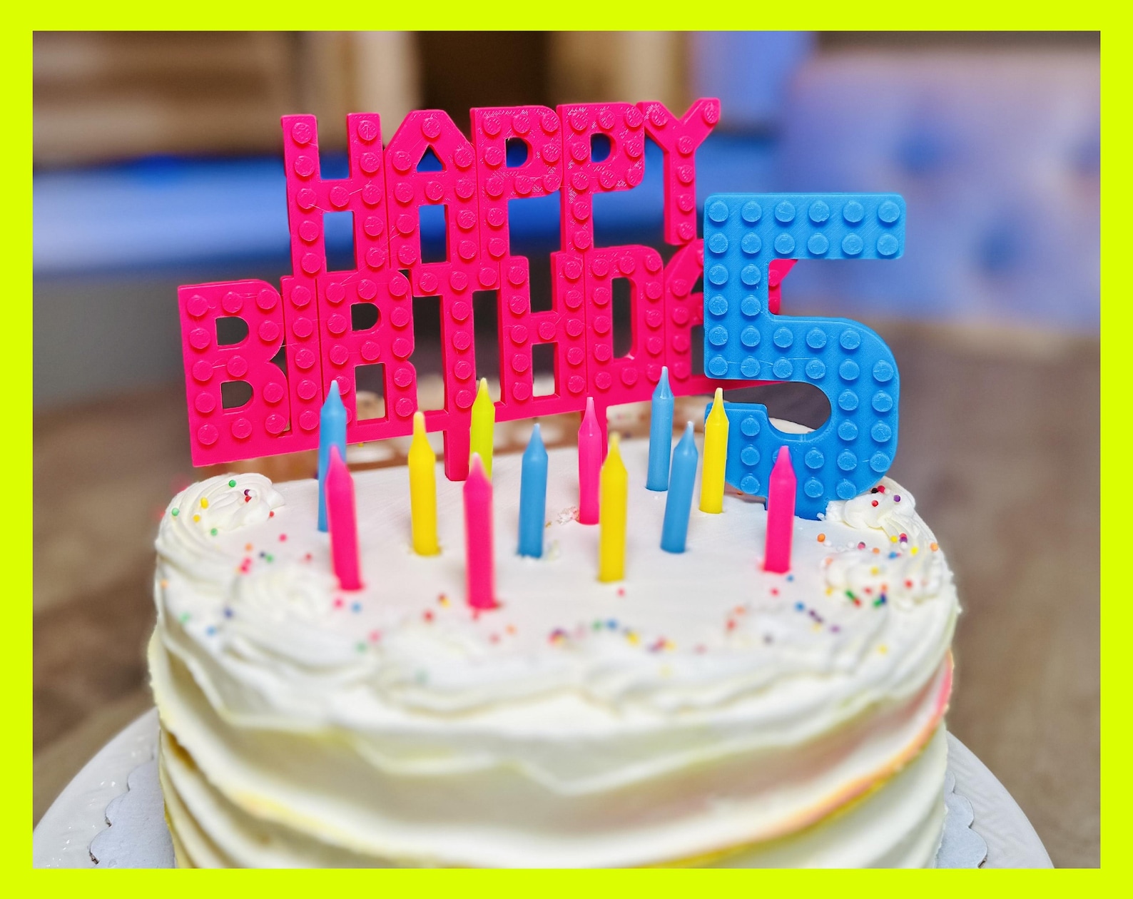 Mega Custom Brick Birthday Topper Cake Set, Personalized Happy Birthday ...