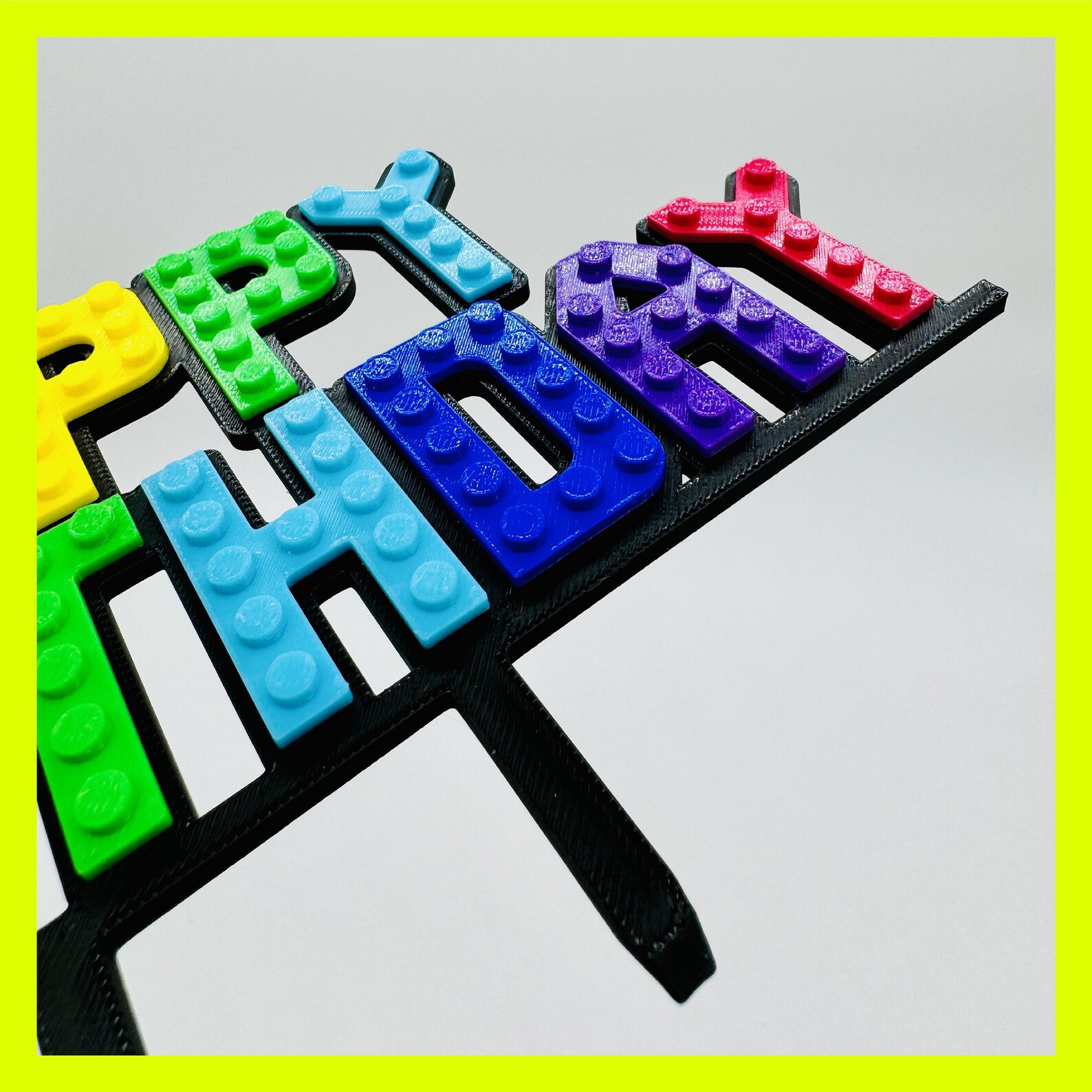 Brick Cake Topper, Happy Birthday Building Brick Cake Topper, Colorful ...