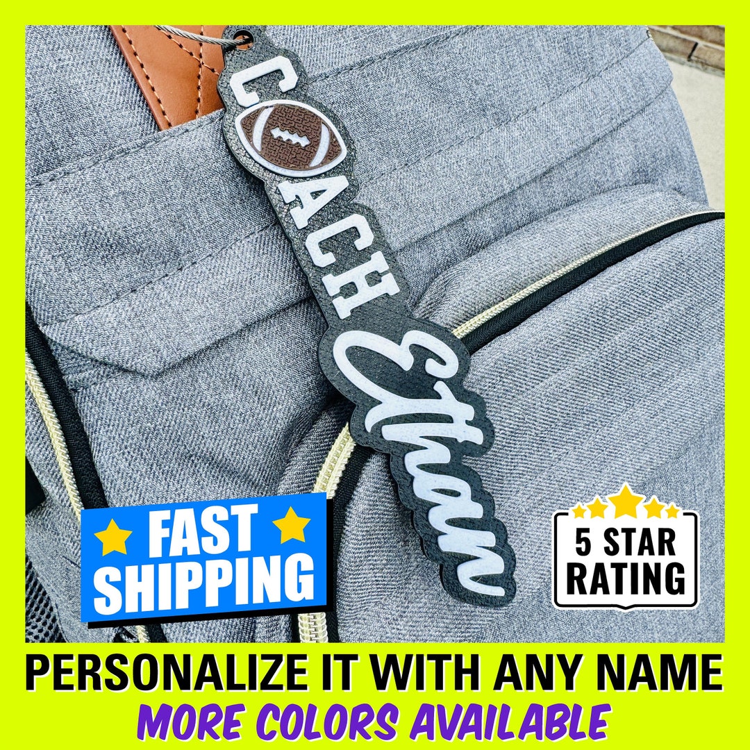 Personalized Football Coach Keychain, Football Coach Bag Tag, Coach ...
