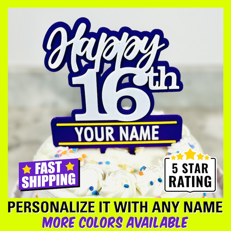 16th Birthday Cake Topper - Etsy