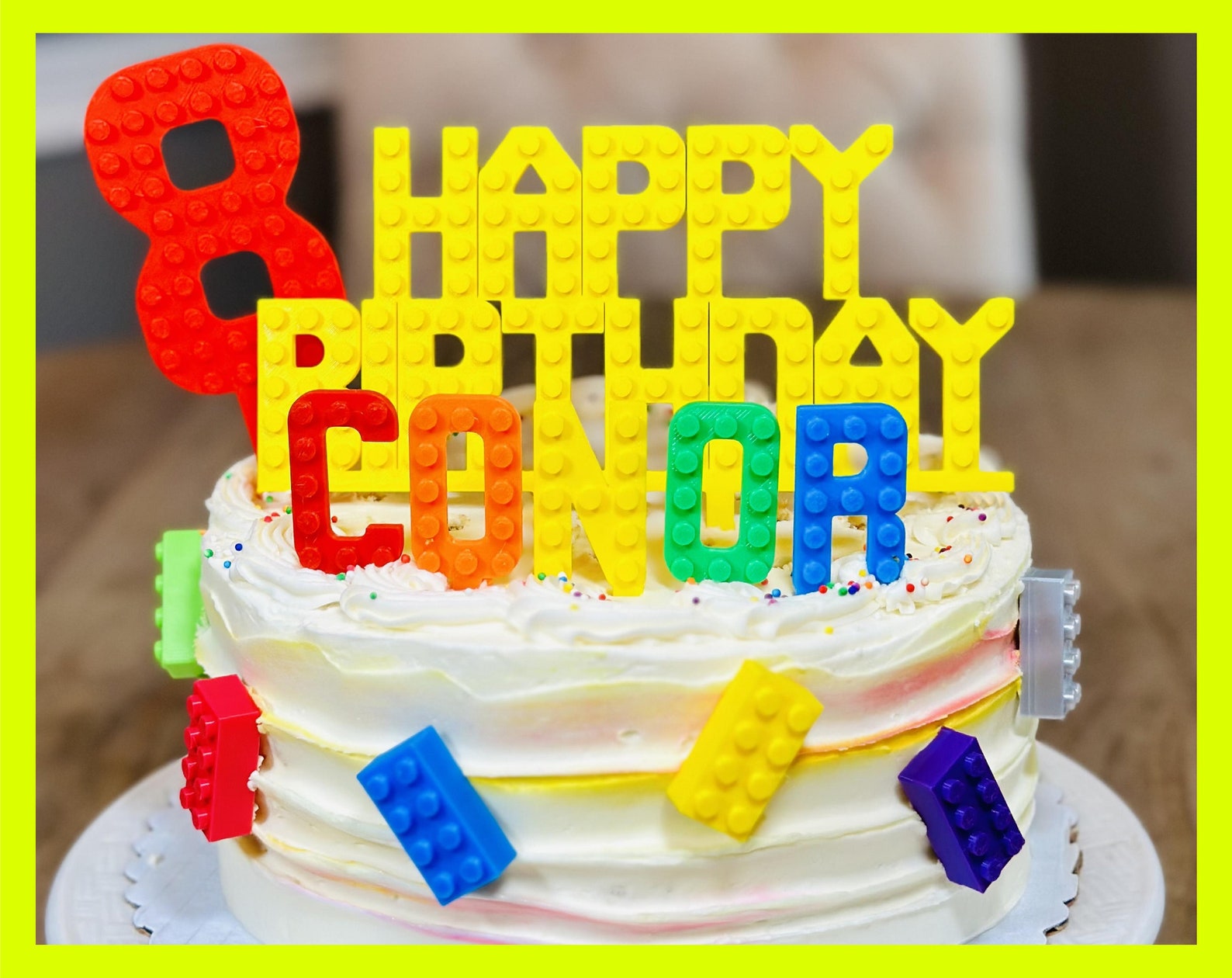 Mega Custom Brick Birthday Topper Cake Set, Personalized Happy Birthday ...
