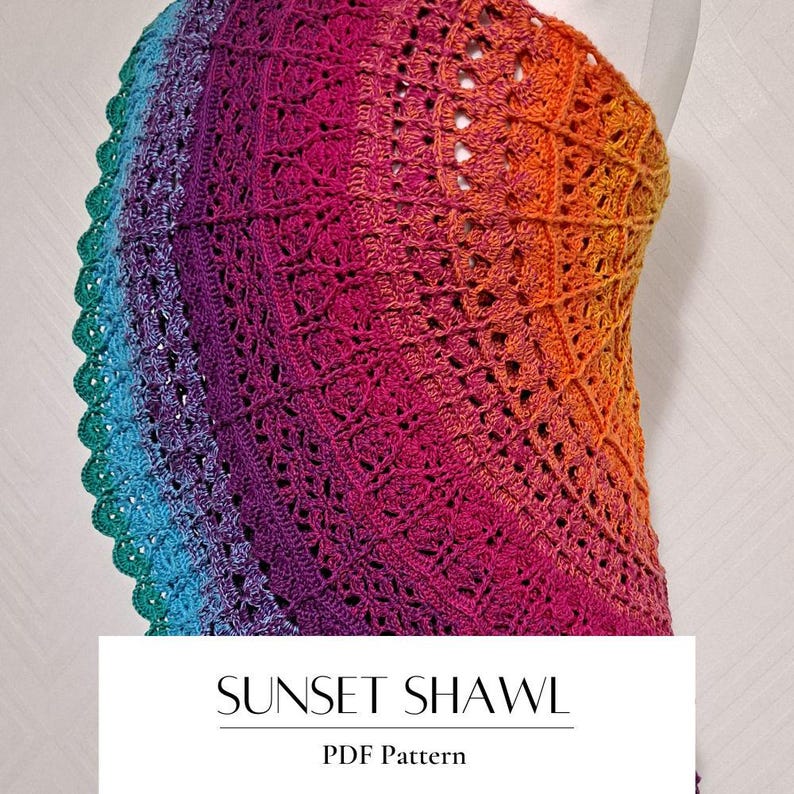 Crochet Pattern Sunset Shawl - Etsy