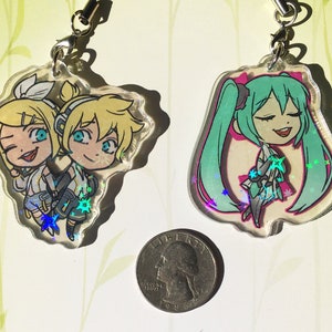 Vocaloid Holographic Rin Len Charm Keychains - Etsy