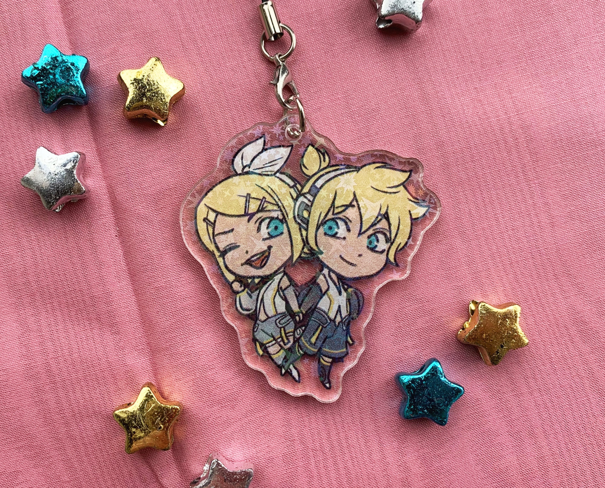 Vocaloid Holographic Rin Len Charm Keychains - Etsy