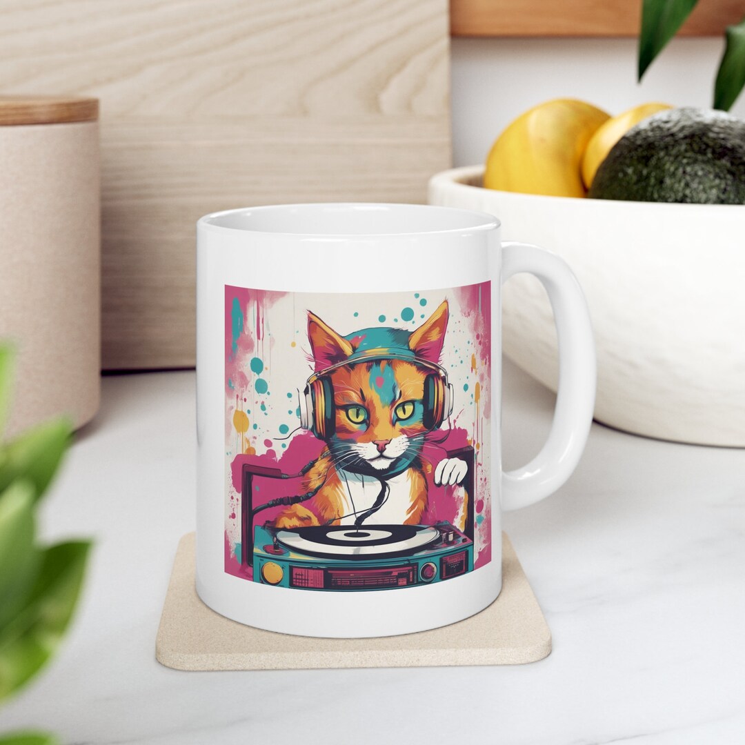 Kool Cat Ceramic Mug 11oz - Etsy