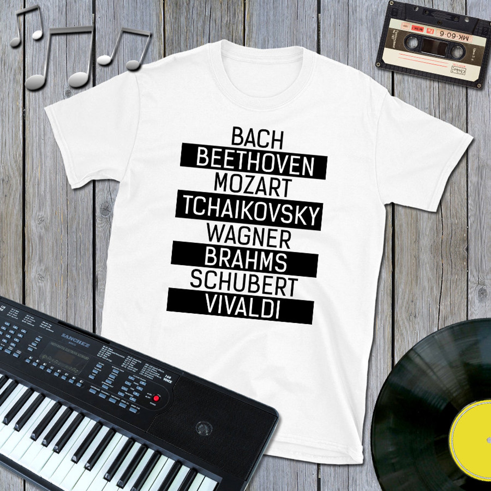 Classical Music Shirt Bach, Beethoven, Mozart, Tchaikovsky, Wagner ...
