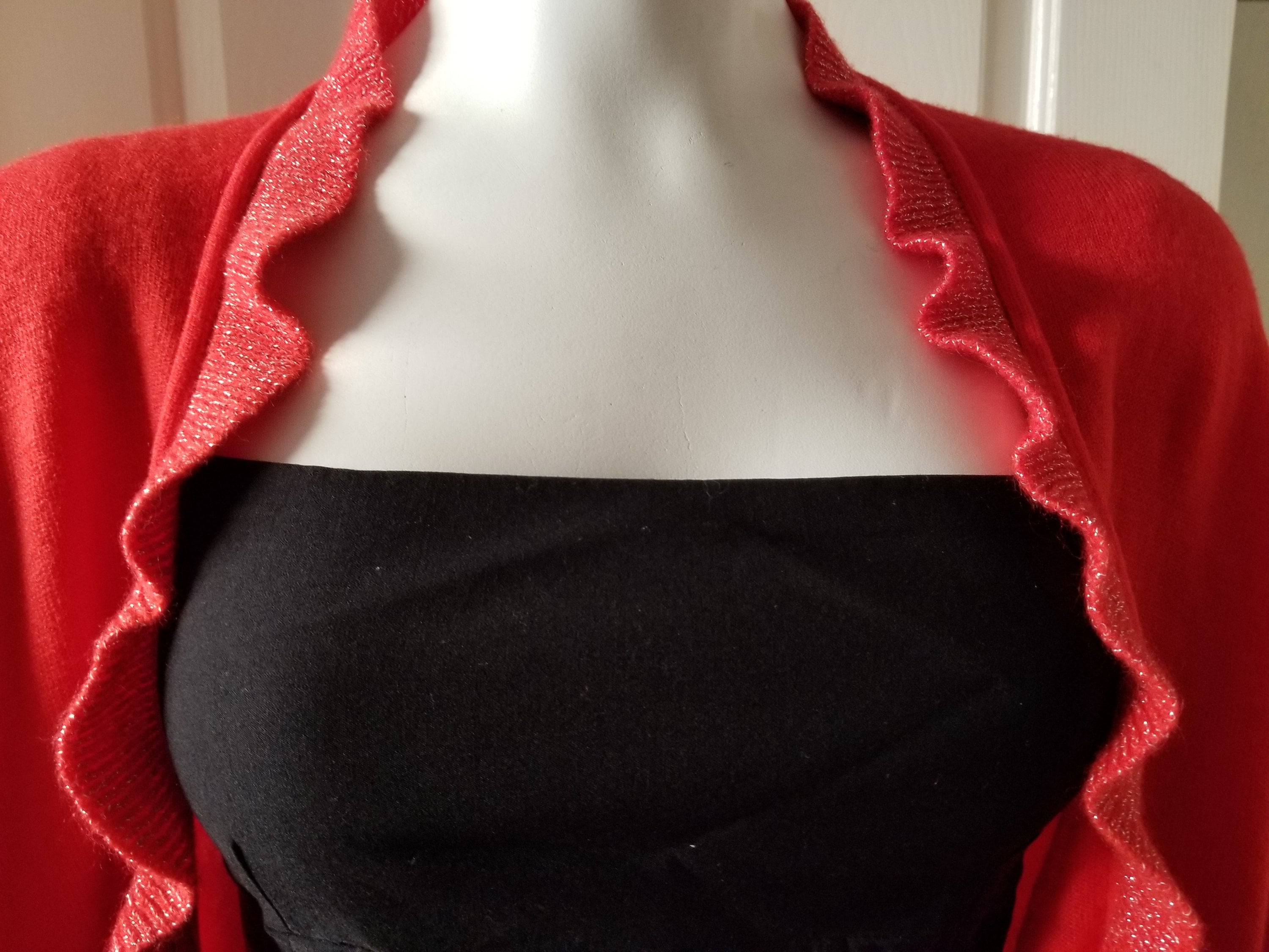 Red and Metallic Shawl, Cape, Drape, One Size, Plus Size, Holiday ...