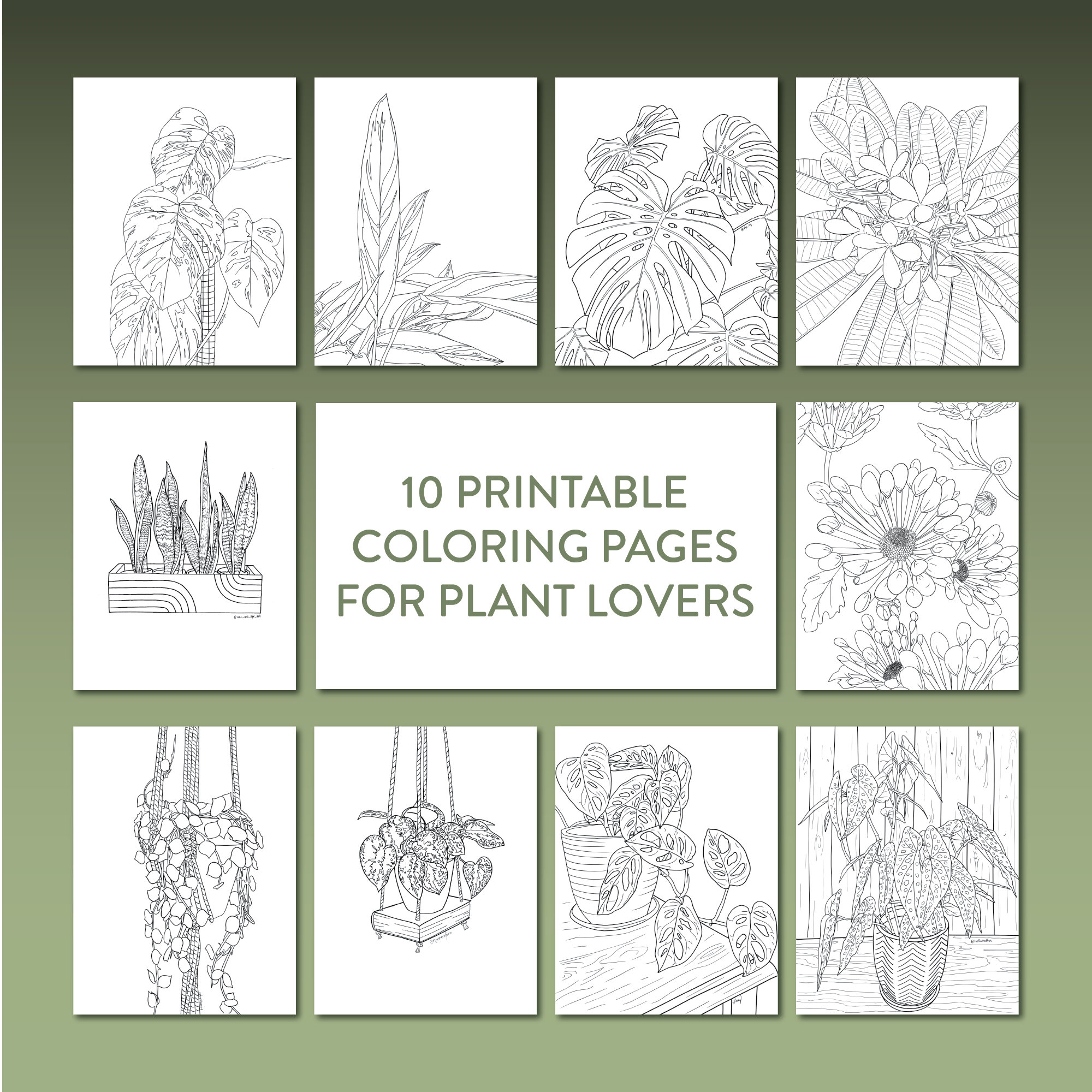 Plant Lover Leaf Inspired Printable Coloring Pages | Downloadable ...