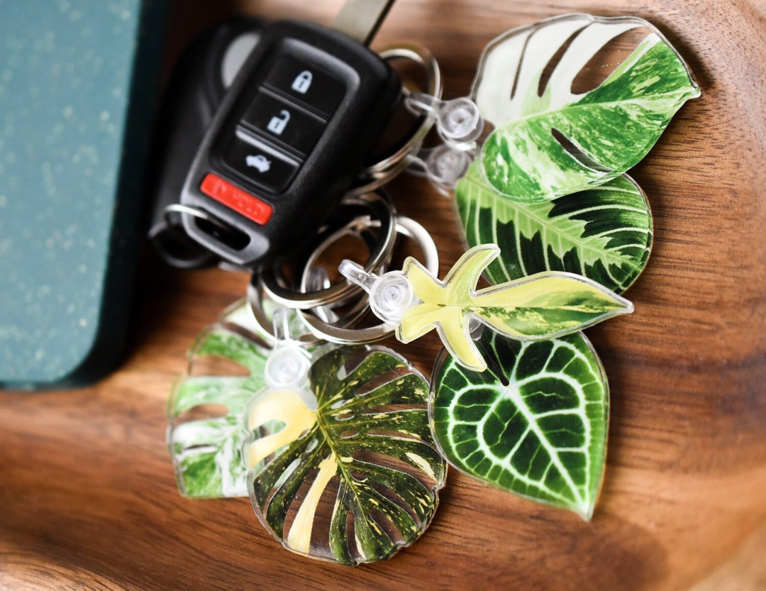 Acrylic Leaf Keychains | Plant Keychains | Keychains for Plant Lovers ...