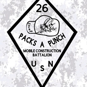 NMCB25 or 26, NMCB27 or 28 Naval Mobile Construction Battalion Vinyl ...