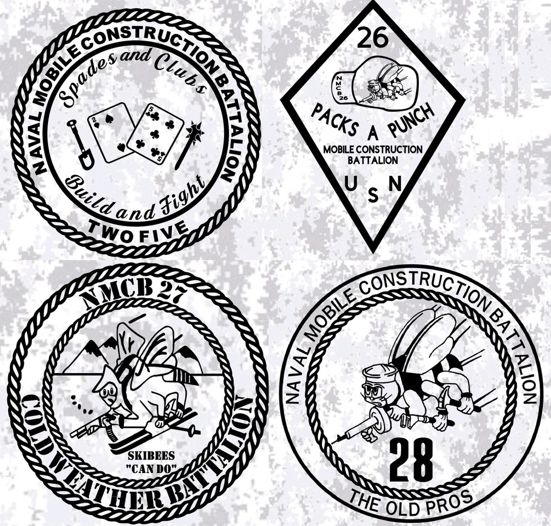 NMCB25 or 26, NMCB27 or 28 Naval Mobile Construction Battalion Vinyl ...