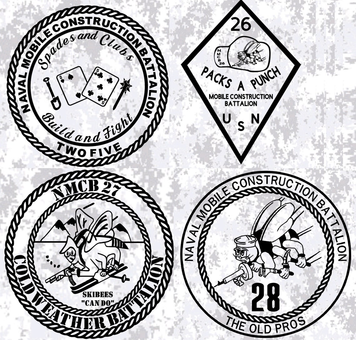 NMCB25 or 26, NMCB27 or 28 Naval Mobile Construction Battalion Vinyl ...