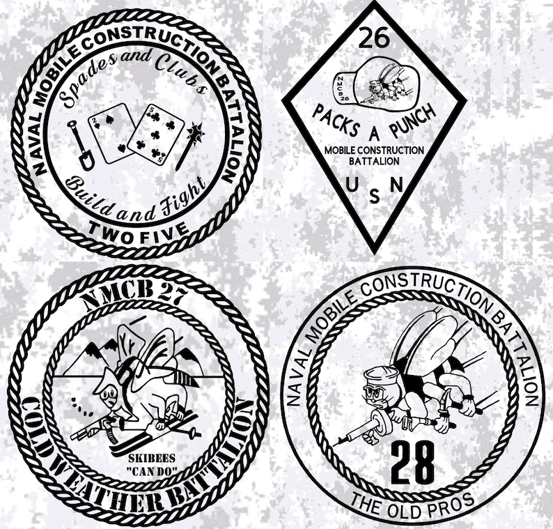 NMCB25 or 26, NMCB27 or 28 Naval Mobile Construction Battalion Vinyl ...