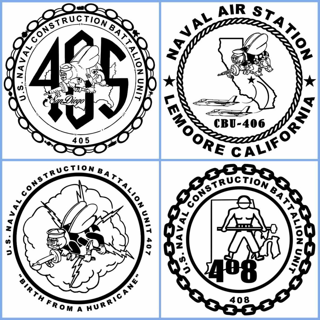 CBU 405 406 407 408 US Navy Seabees Battalions Vinyl Decals Various ...