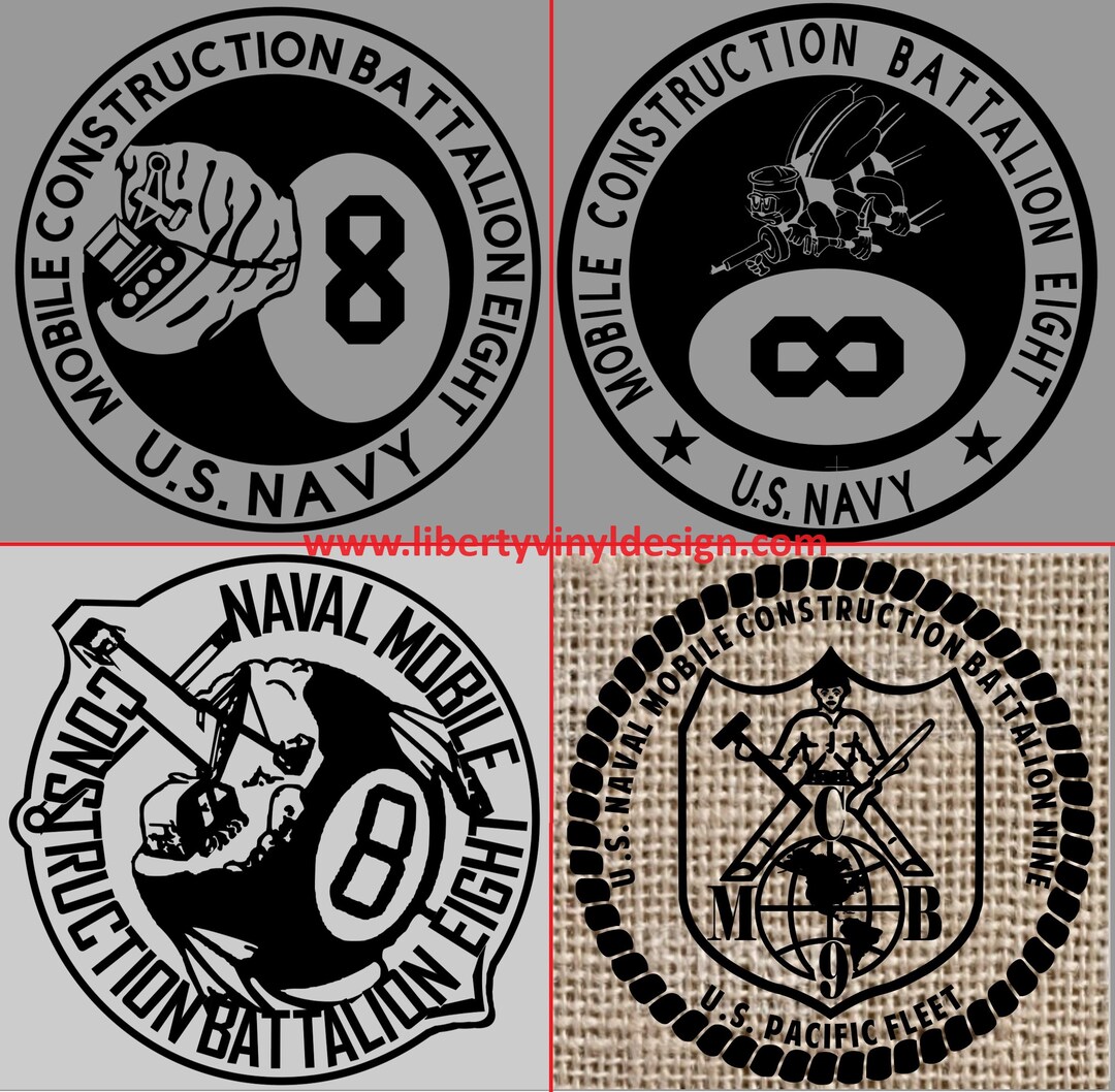 MCB 8 and MCB9 US Navy Seabees Battalions Vinyl Decals Various Sizes ...