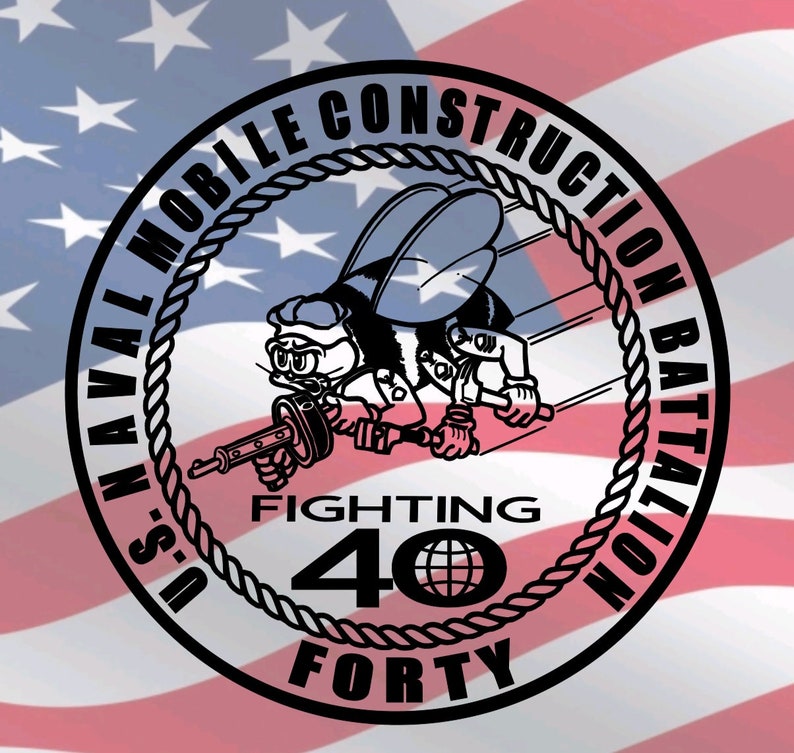 NMCB 40 Navy Seabees Battalion Forty Window or Tailgate Vinyl Decal 8 ...