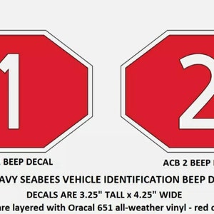 US Navy Seabees BEEP Decal (set of 2) - Red on White Layered Vinyl - Etsy