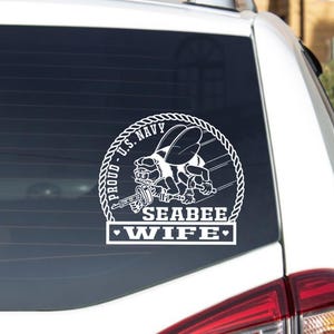 Proud Navy Seabee Wife Vinyl Decal (2 Sizes Available) 4 Color Choices ...