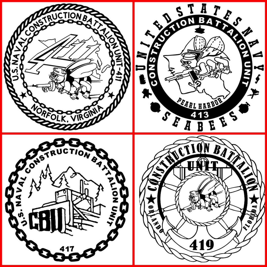 CBU 411 413 417 419 US Navy Seabees Battalions Vinyl Decals Various ...