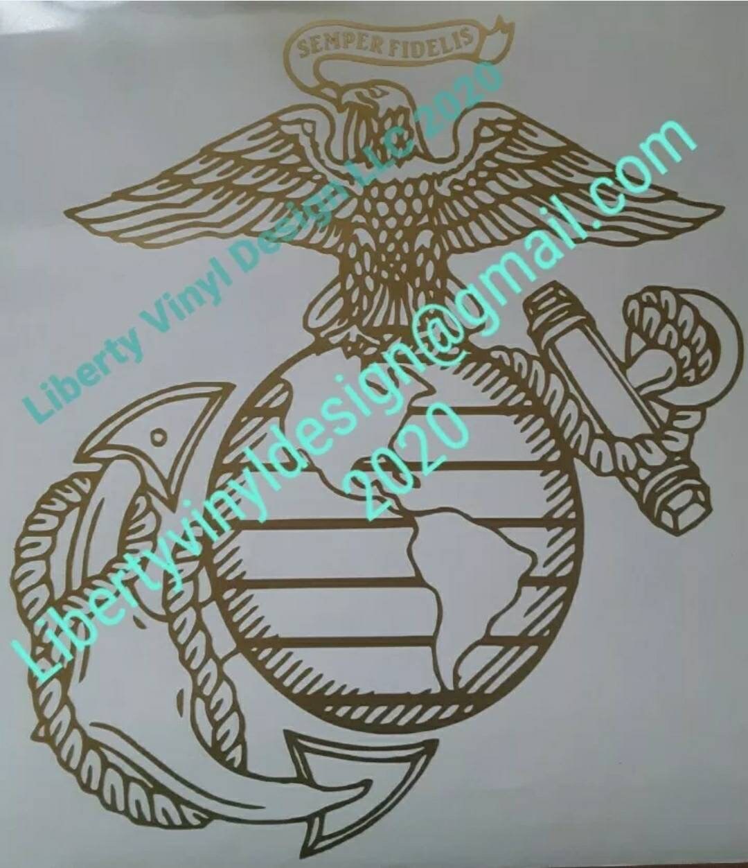 EGA Decal Devil Dog Marine for Car or Garage Walls/doors 11.5 W X 14 T ...