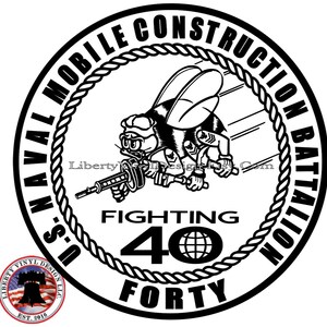 NMCB 40 Navy Seabees Battalion Forty Window or Tailgate Vinyl Decal 8 ...