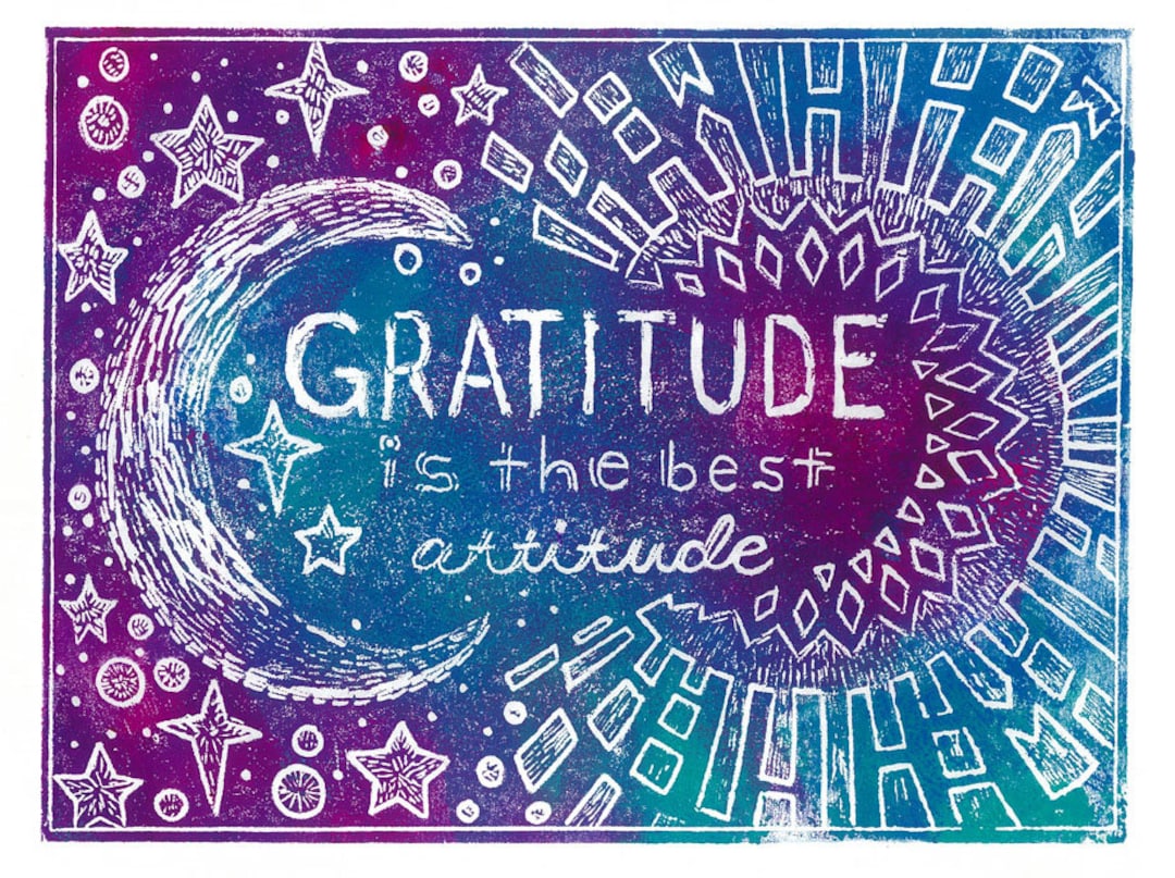 Gratitude is the Best Attitude! Block Print - Etsy