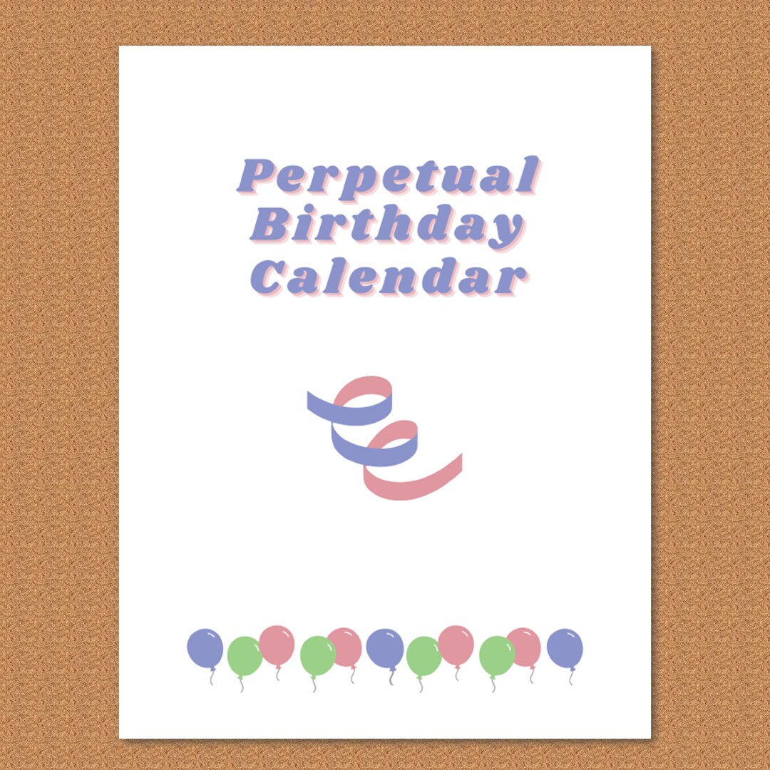 Cute Birthday Calendar With Animal Cartoons Printable - Etsy