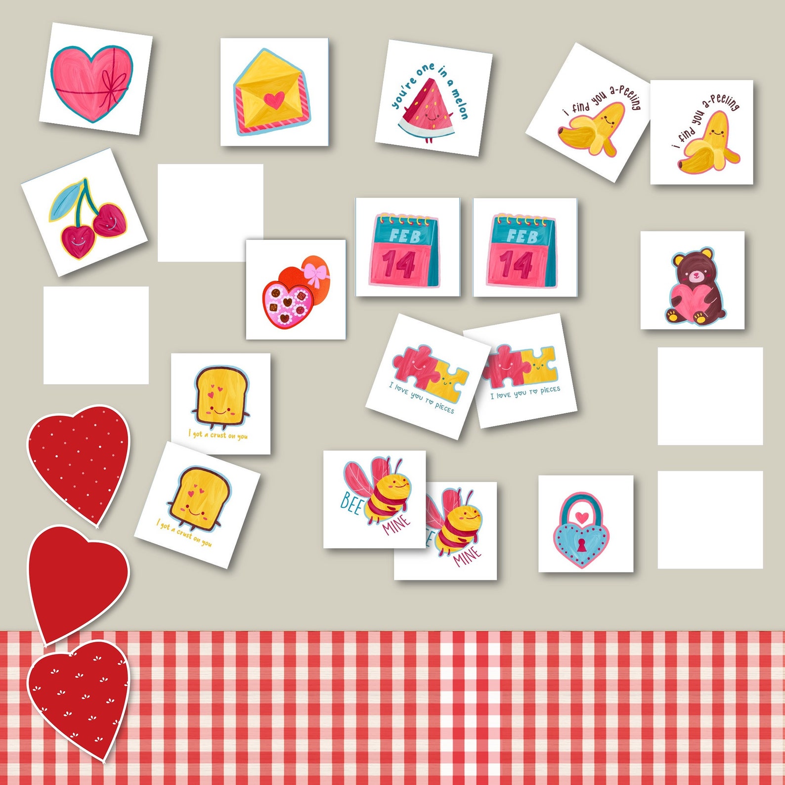 Valentine's Day Memory Game Printable Valentines Activity for Kids ...
