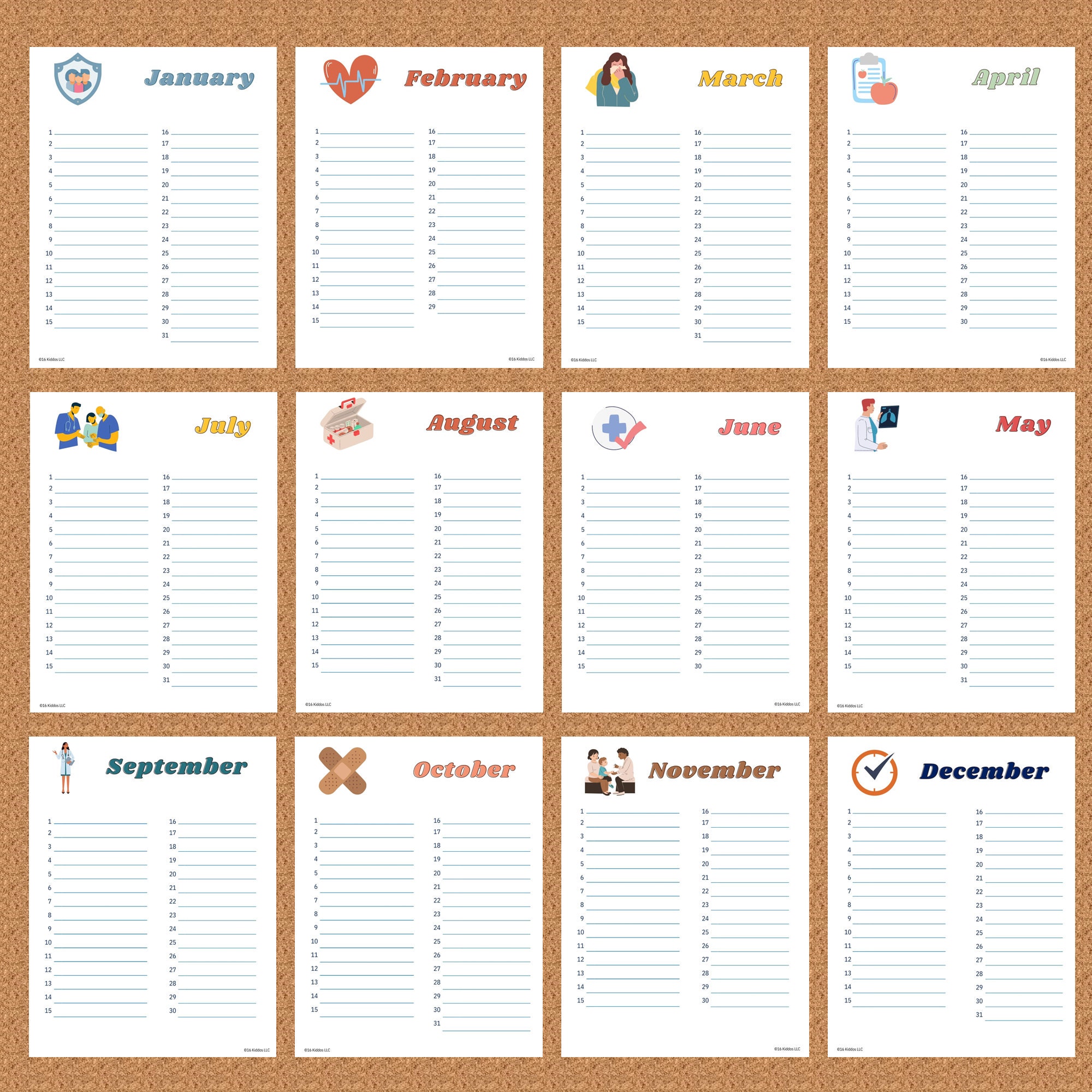 Printable Perpetual Healthcare Calendar, 8.5x11 Inch - Etsy