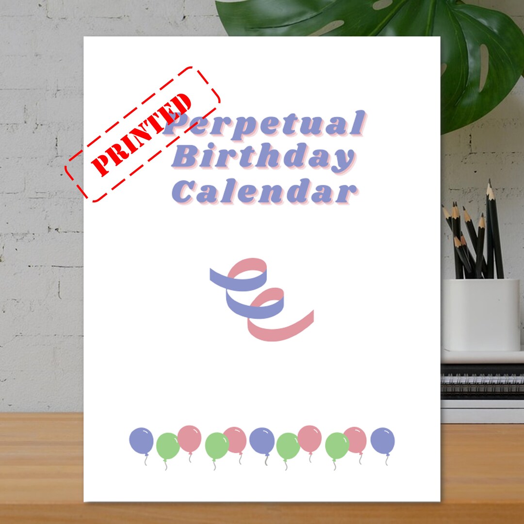 Cute Birthday Calendar With Animal Cartoons 8.5 X 11 Inches PRINTED - Etsy