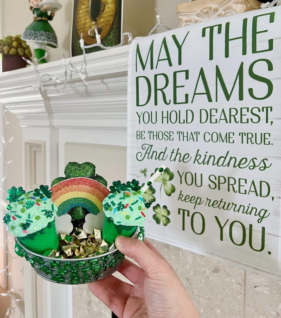 Mini Shamrock Shakes Tiered Tray Drink Bucket St Patrick Fake Drinks ...