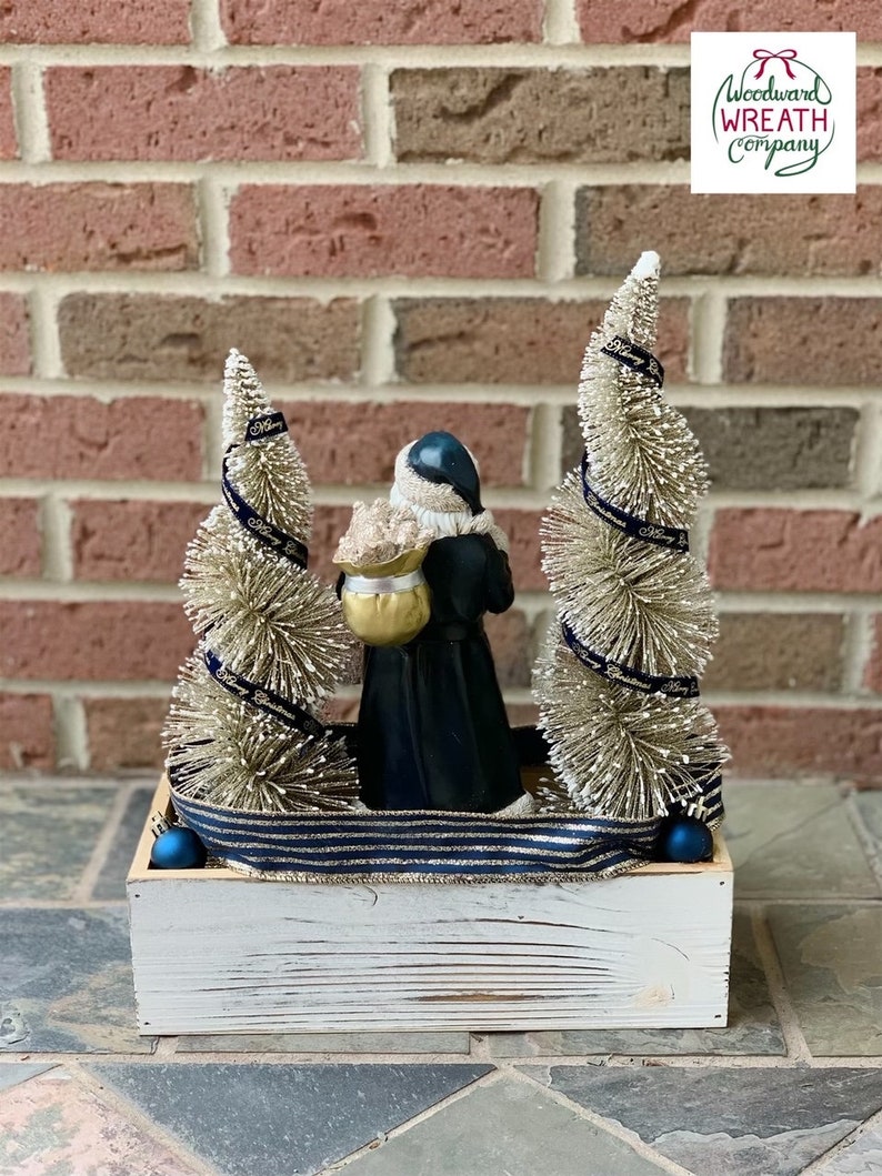 Gold and Navy Blue Santa Centerpiece Santa Centerpiece Glam - Etsy
