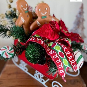 Gingerbread Sled Centerpiece, Sled With Gingerbread Men, Christmas ...