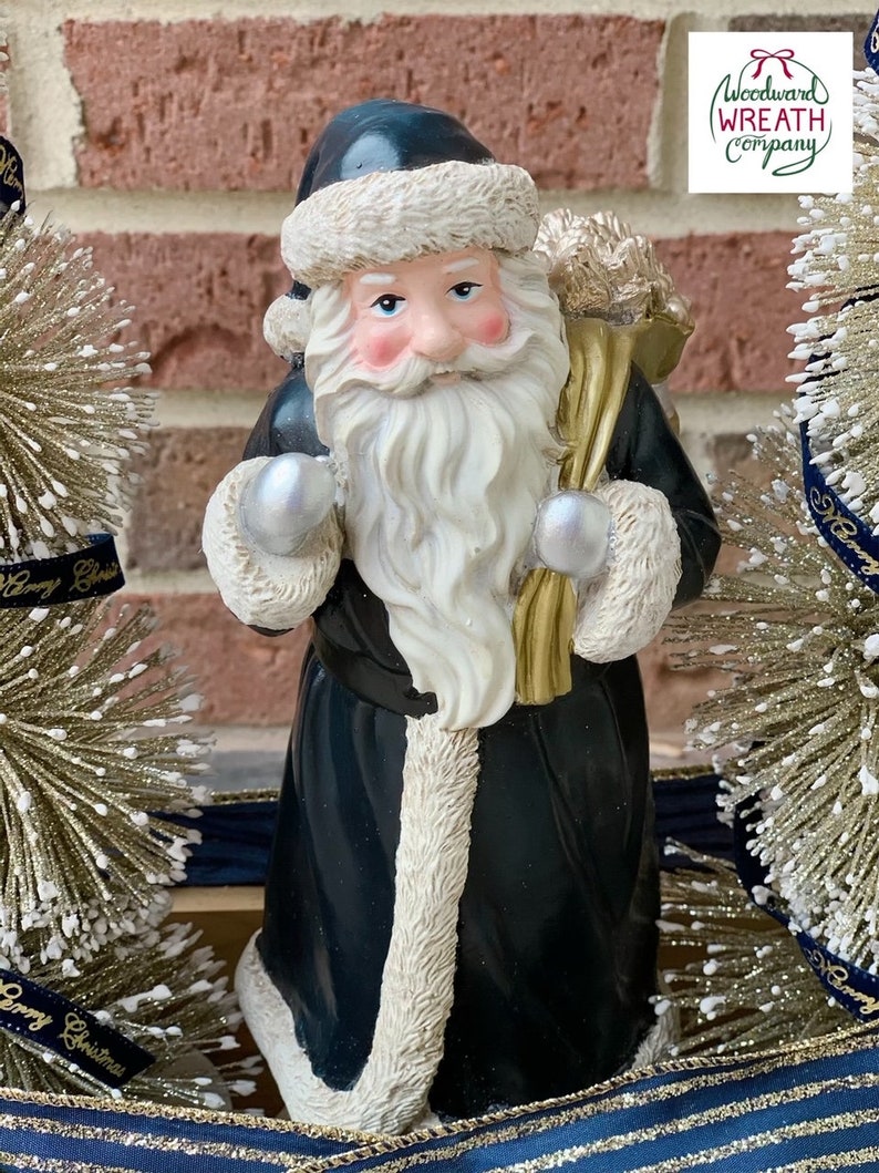 Gold and Navy Blue Santa Centerpiece Santa Centerpiece Glam - Etsy
