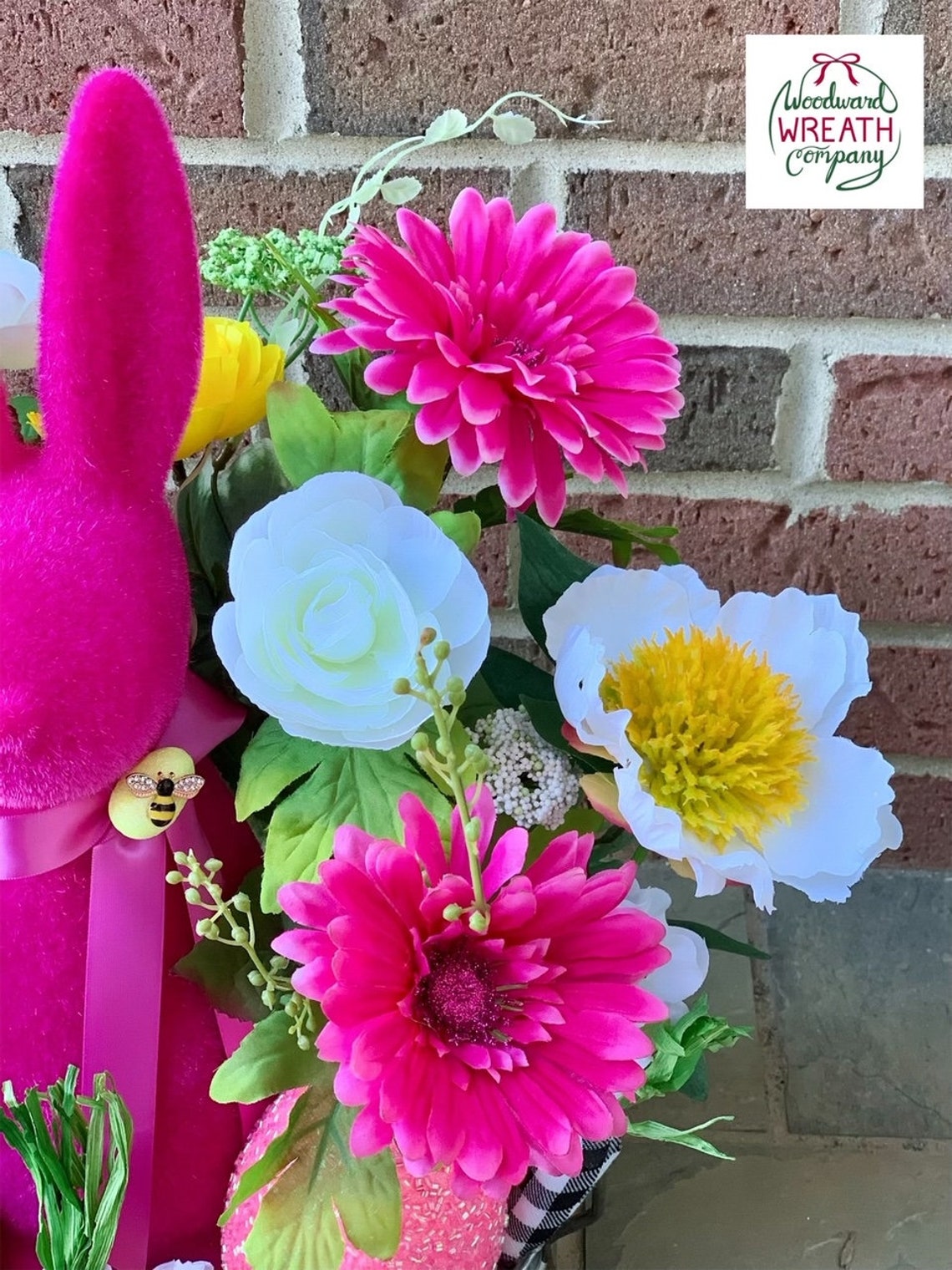 Flocked Bunny Centerpiece Pink Flocked Bunny Black White - Etsy