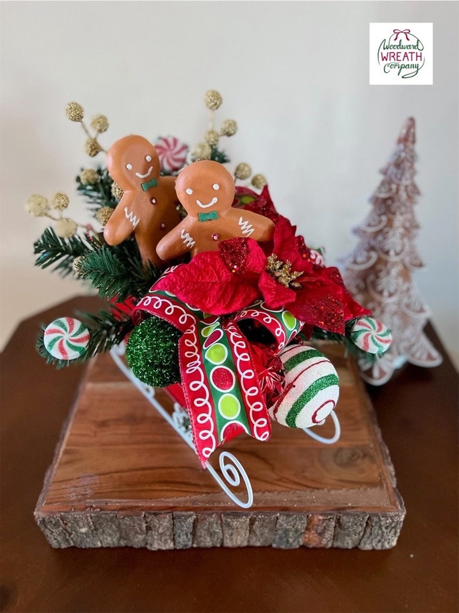 Gingerbread Sled Centerpiece Sled With Gingerbread Men - Etsy