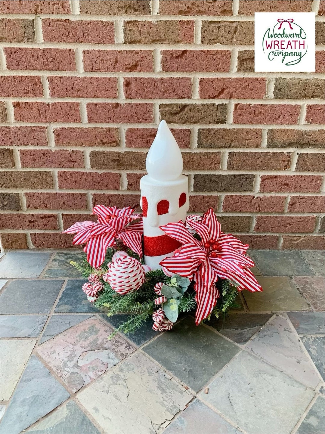 Peppermint LED Candle Centerpiece: Christmas Candy Decor - Etsy