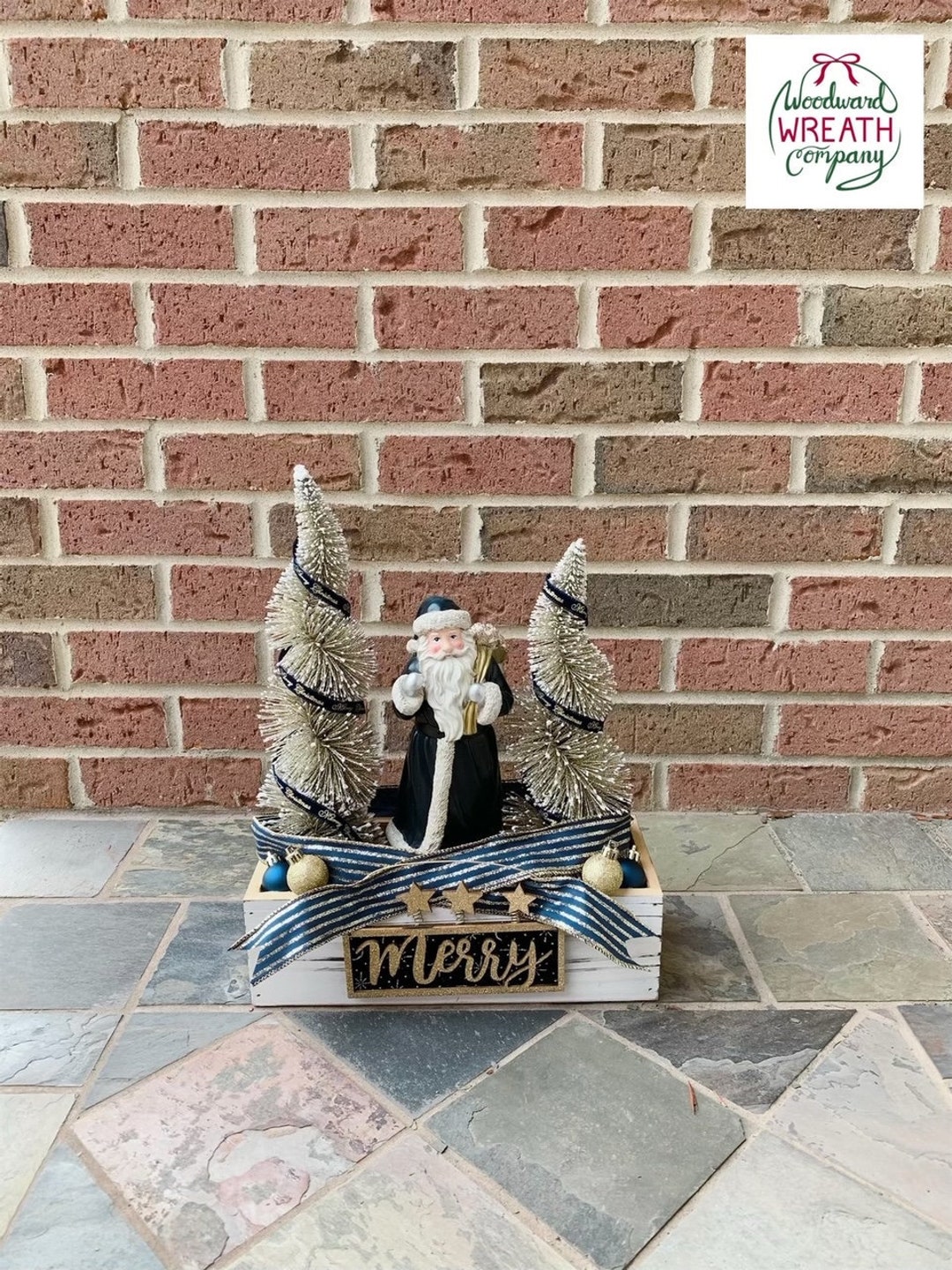 Gold and Navy Blue Santa Centerpiece Santa Centerpiece Glam - Etsy