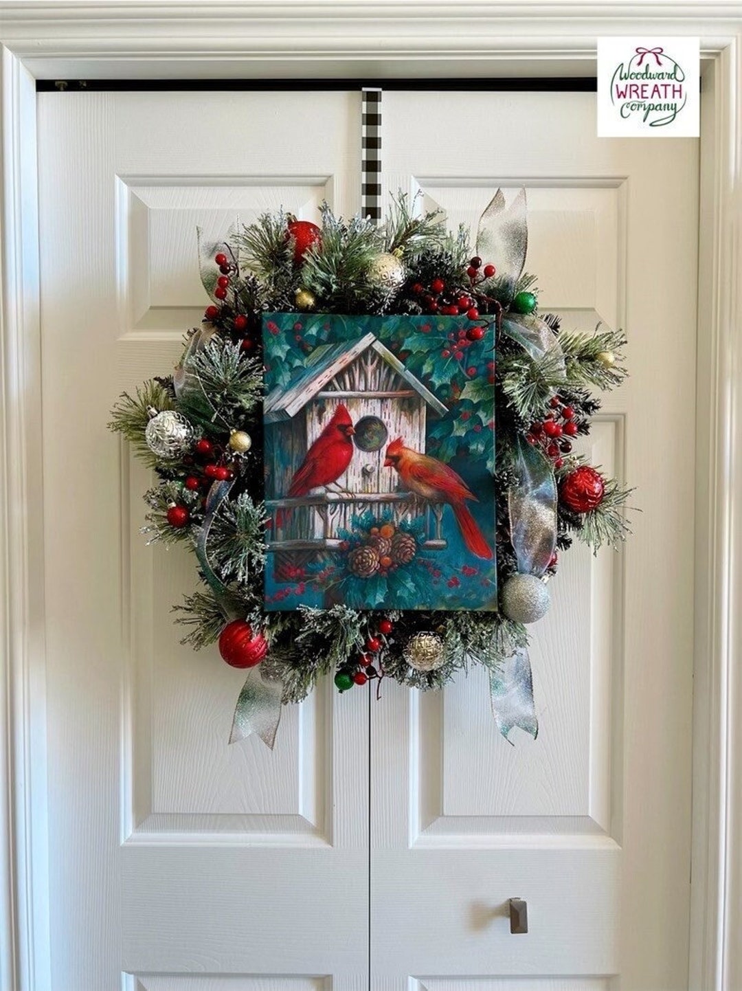 Cardinal Wreath, Christmas Canvas Wreath, Cardinal Berries Wreath ...