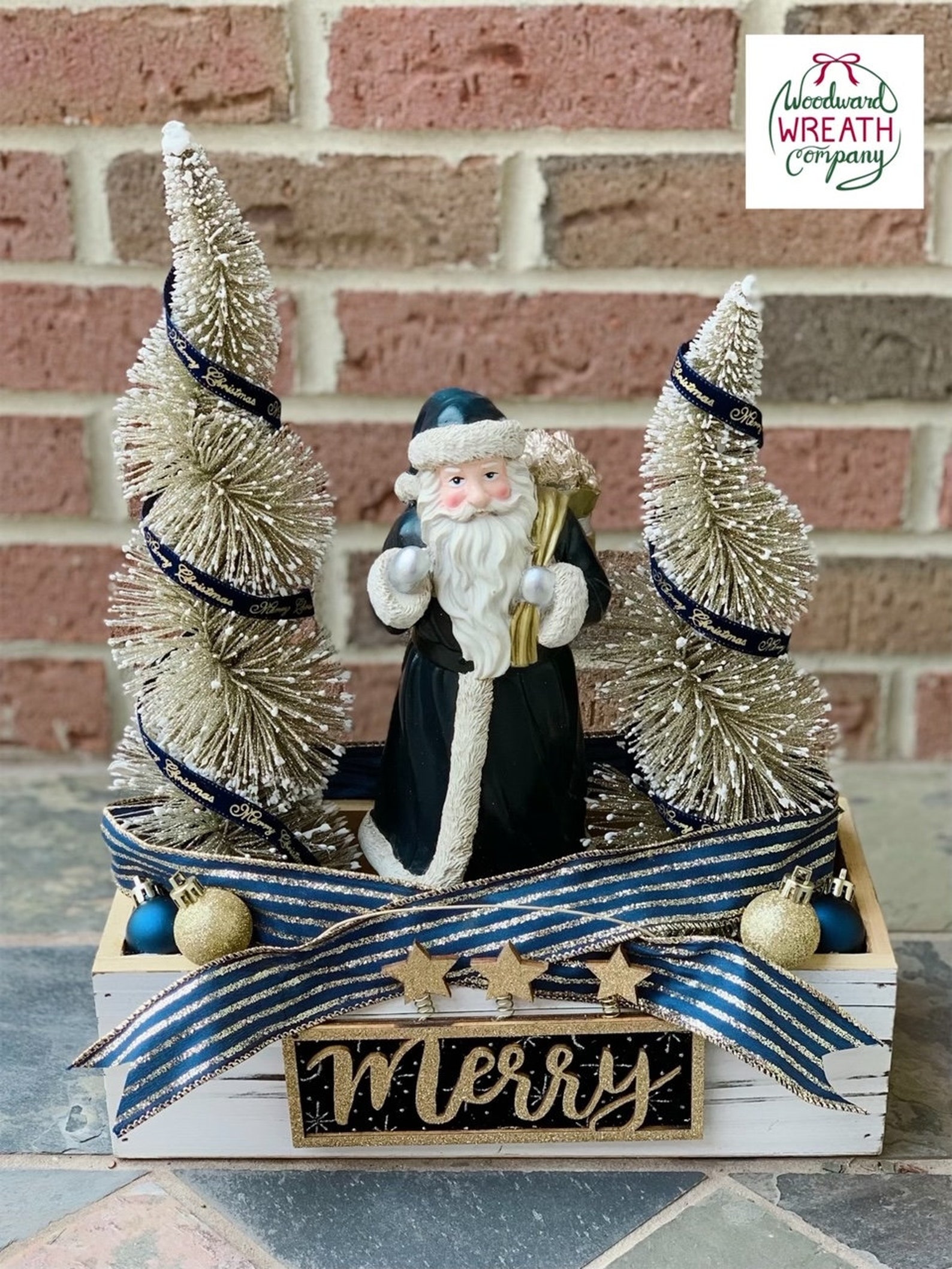Gold and Navy Blue Santa Centerpiece Santa Centerpiece Glam - Etsy