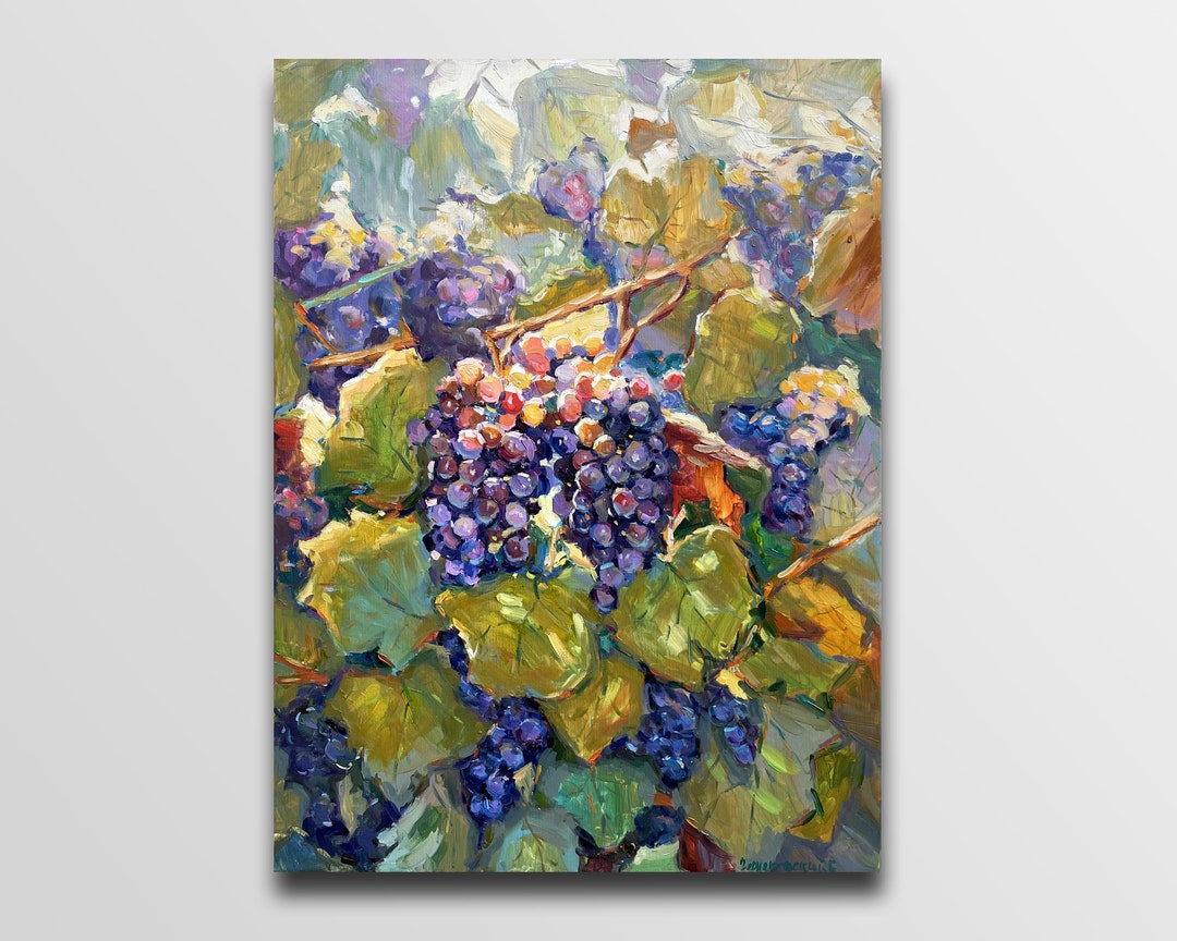 Grape Painting Oil Fruit Still Life Grape Art Grape Ivy Fruit - Etsy