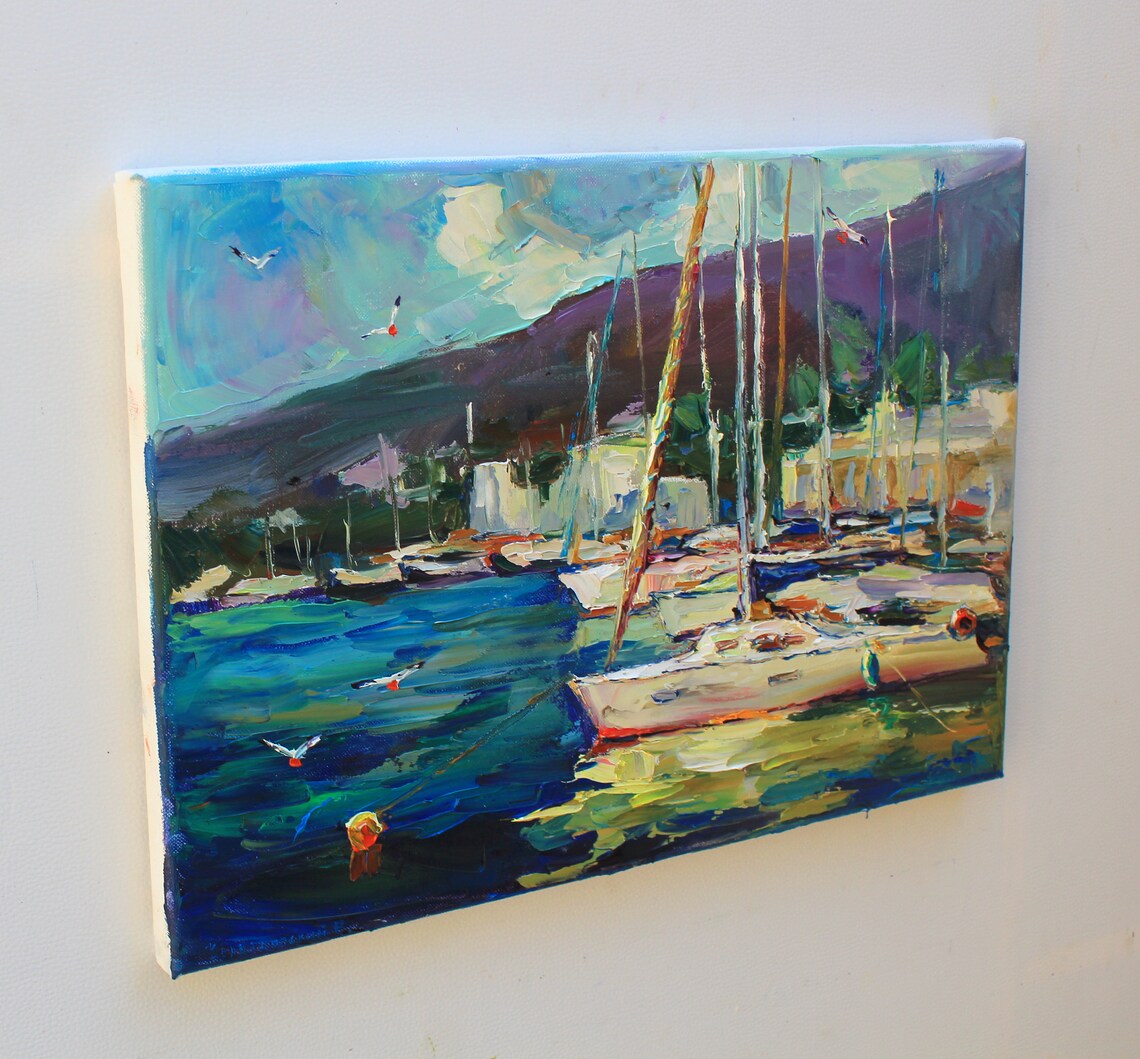 Yacht Painting Oil Marine Painting Yacht Art Sea Oil Painting - Etsy