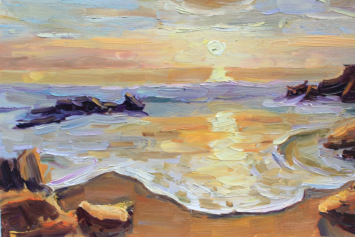 Dawn Painting Sunrise Painting Oil Sea Dawn Painting Ocean - Etsy